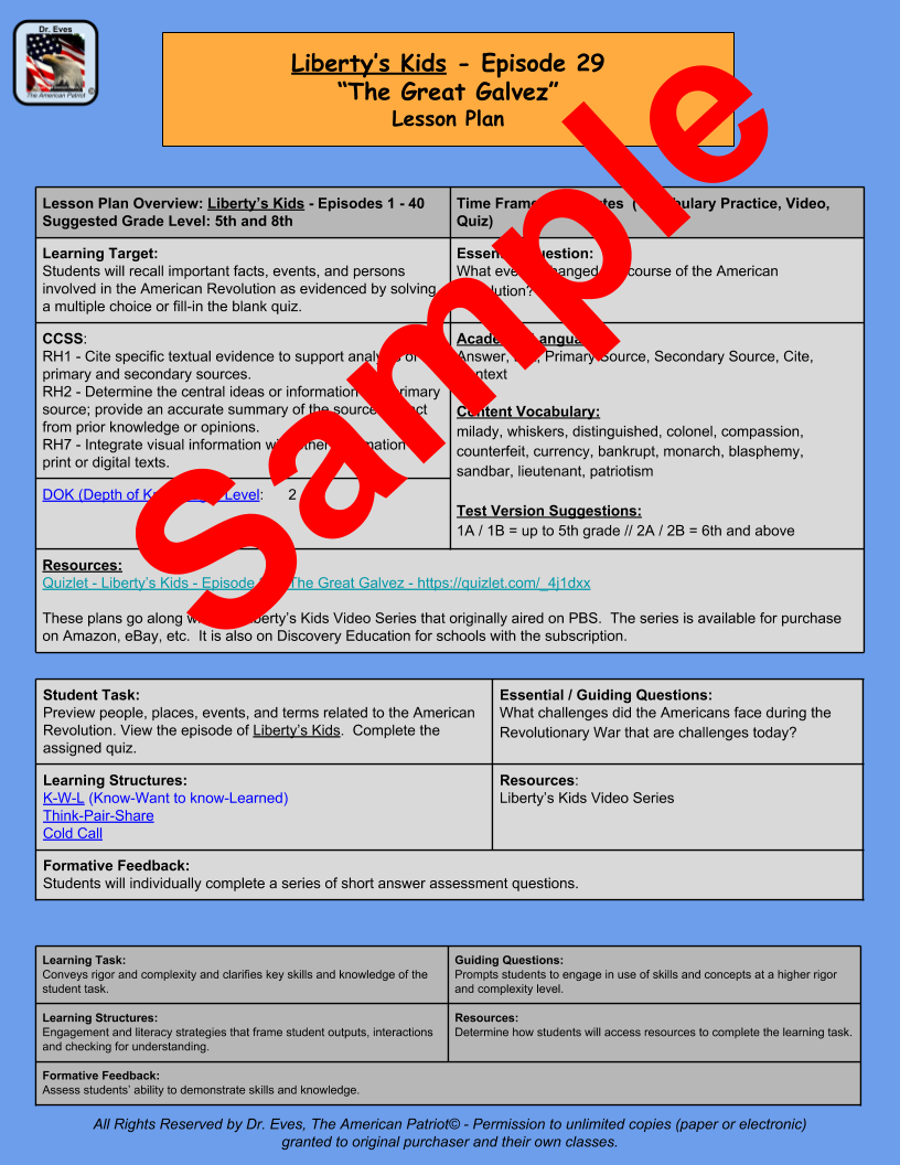 Liberty's Kids - Episode 29 - "The Great Galvez" - Amped Up Learning