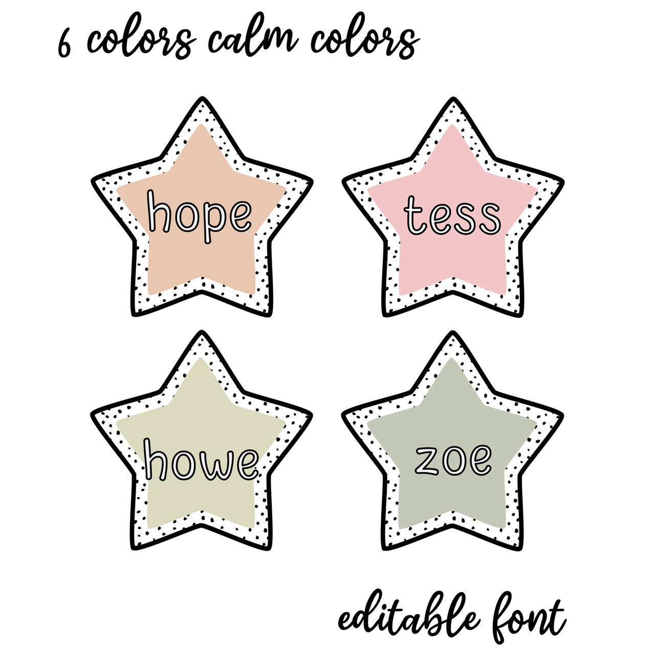 Boho Neutral Spotty Stars Student Name Labels, Classroom Labels, Name ...