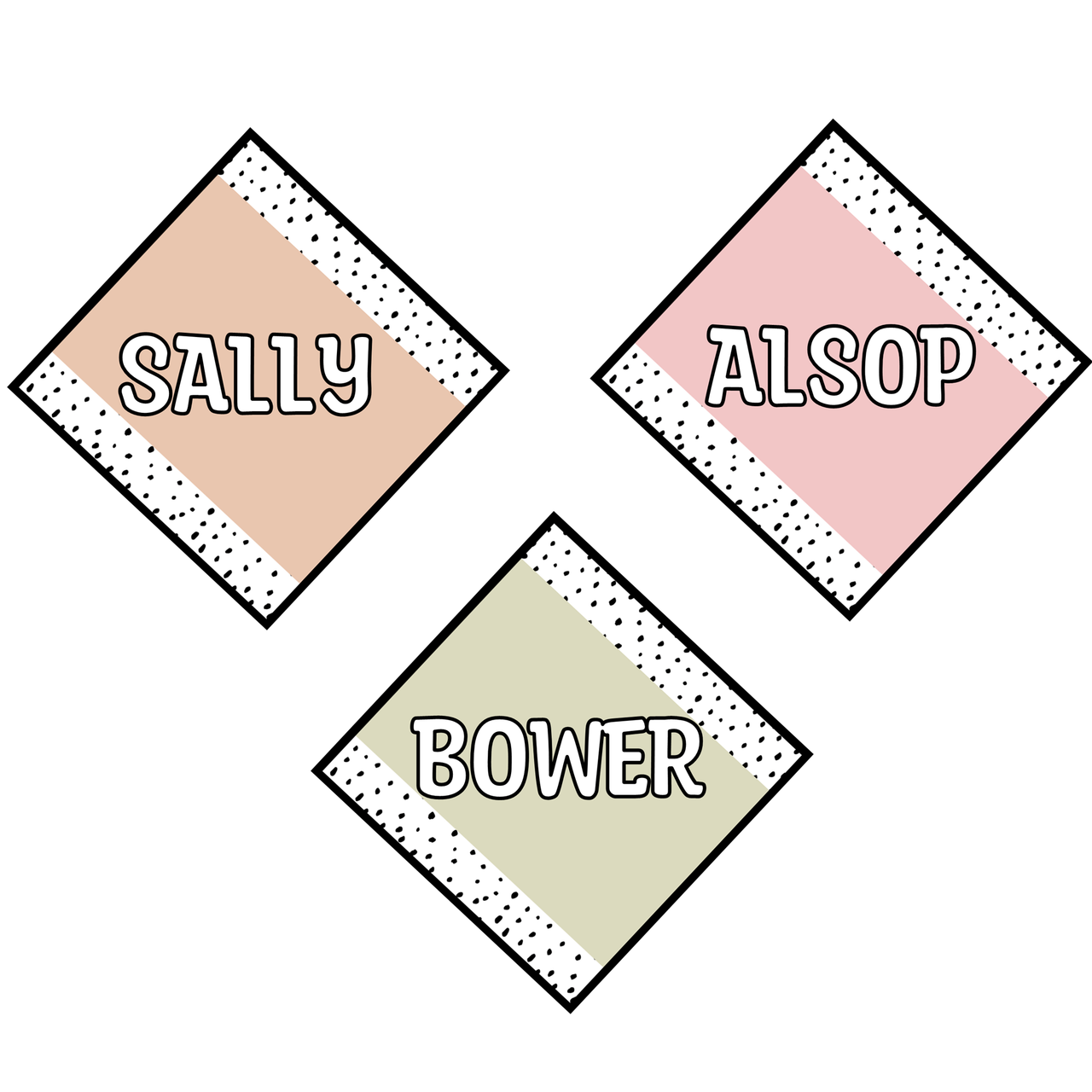 Boho Neutral Spotty Student Name Labels, Classroom Labels, Name Tents ...