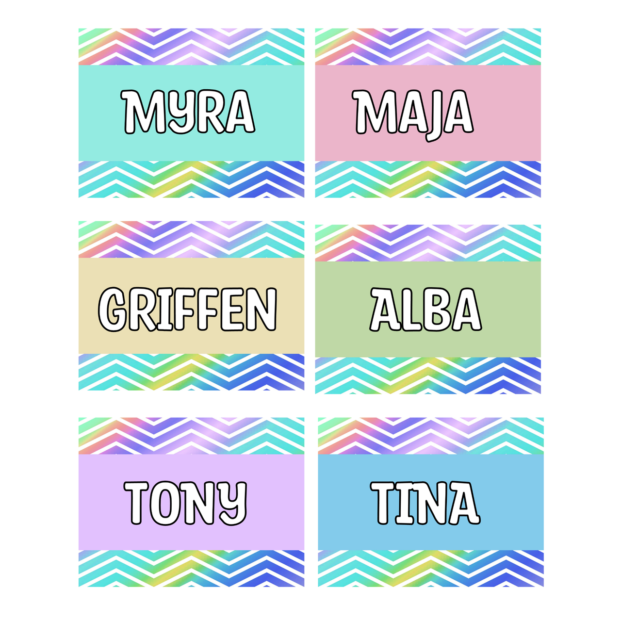 Printable Chevron Student Name Labels, Editable Classroom Labels, Name ...