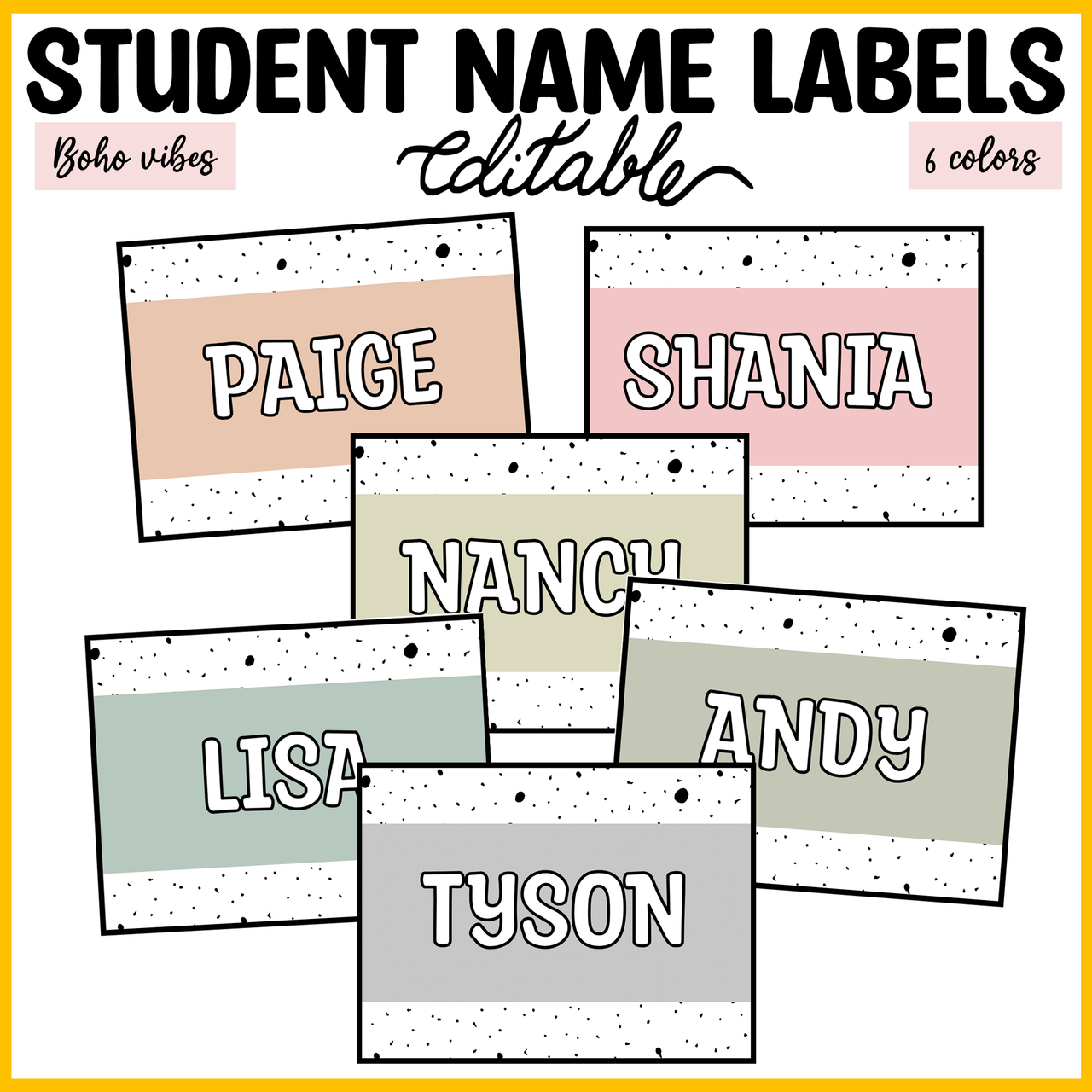 Printable Student Name Labels, Editable Classroom Labels, Name Tags ...