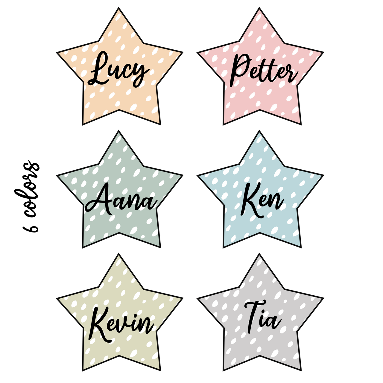Boho Neutral Spotty Stars Student Name Labels, Name Tents, Name Tags ...