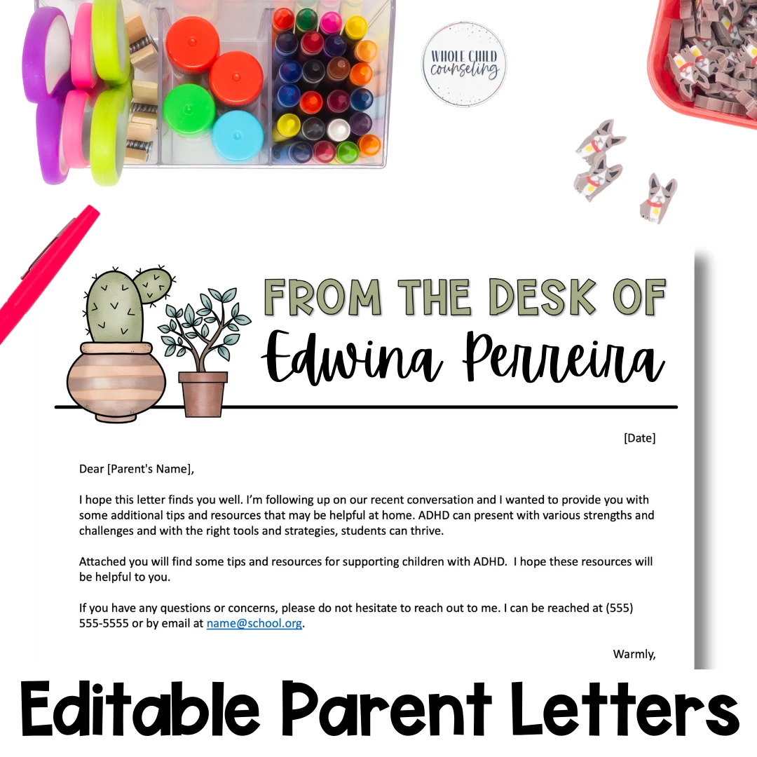 Editable Mental Health Letters and Handouts for Parent Communication