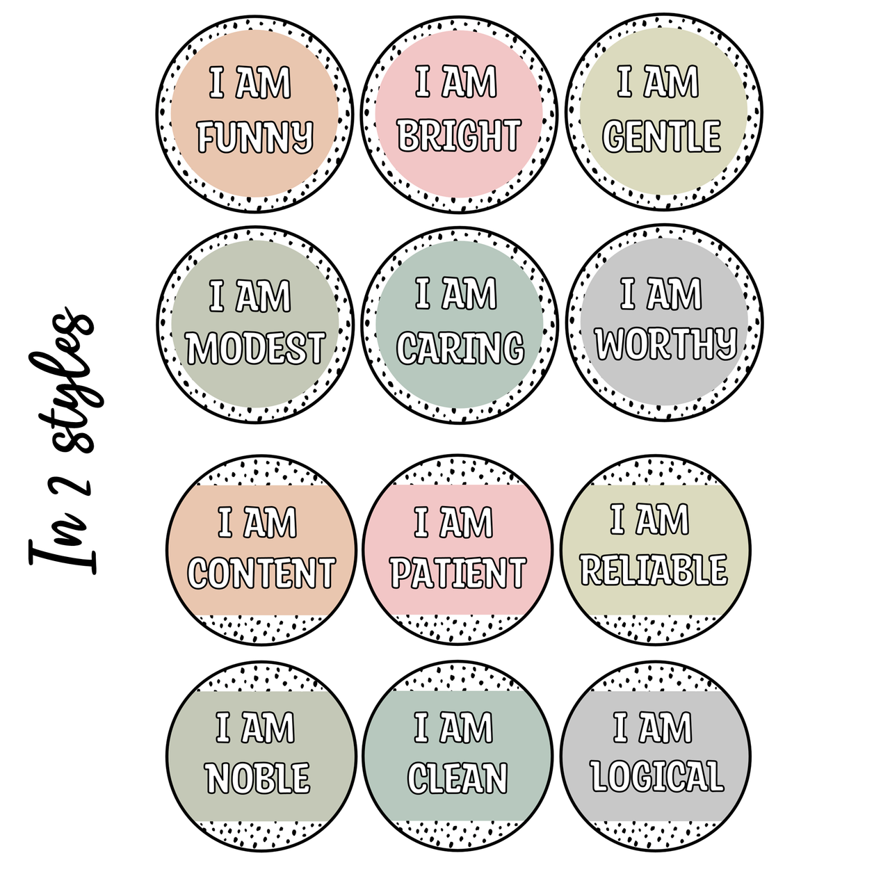 Printable Boho Neutral Spotty Student Affirmation Cards, Affirmation ...