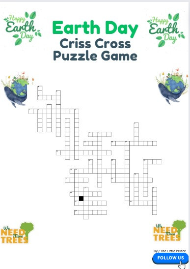 Earth Day Activities | Earth Day Criss Cross Puzzle Game