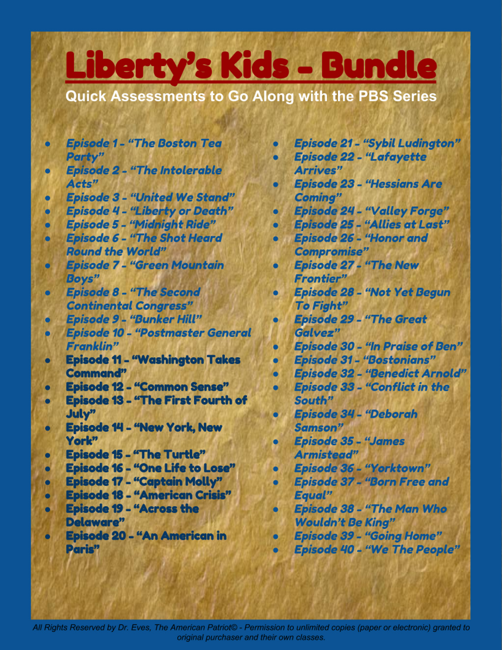 Liberty's Kids - BUNDLE - Episodes 11-20 - Amped Up Learning