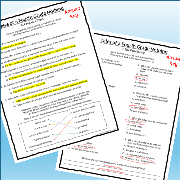 Tales of a Fourth Grade Nothing Novel Study