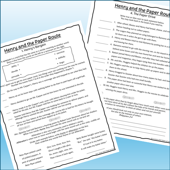 Henry and the Paper Route Novel Study