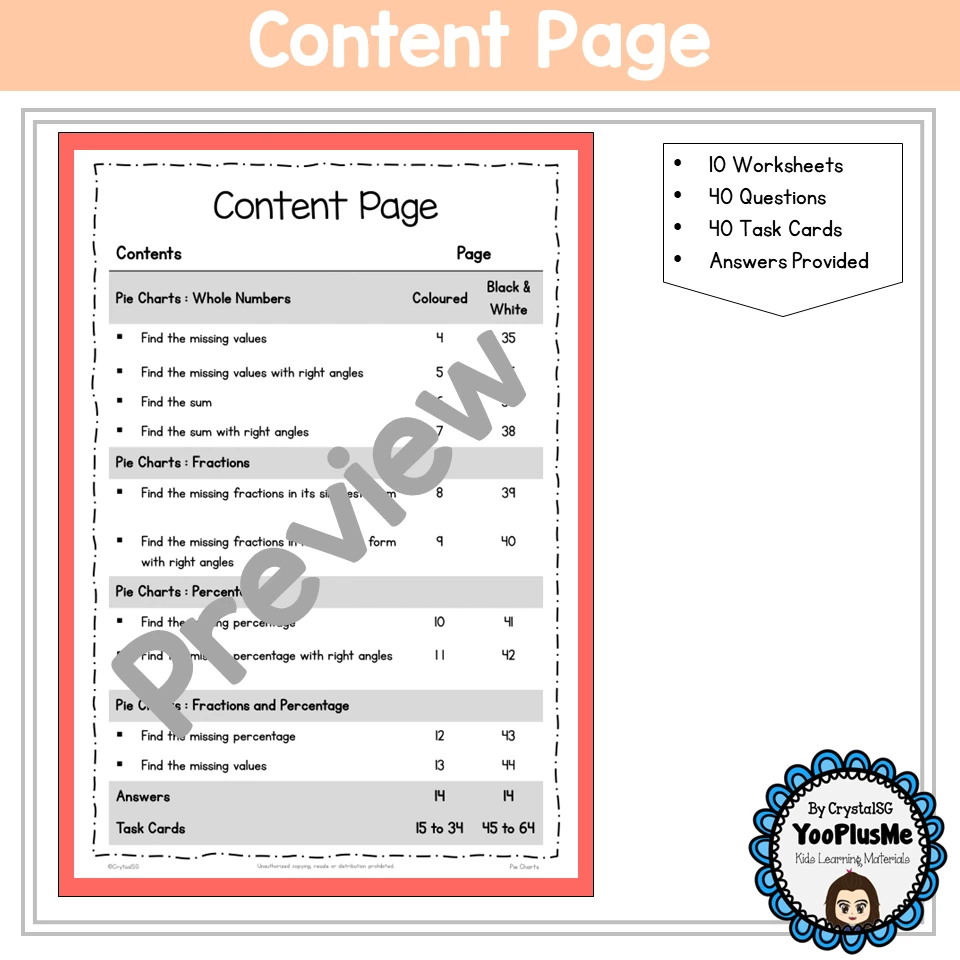 Primary Mathematics: Pie Charts Worksheets and Task Cards - Amped Up ...