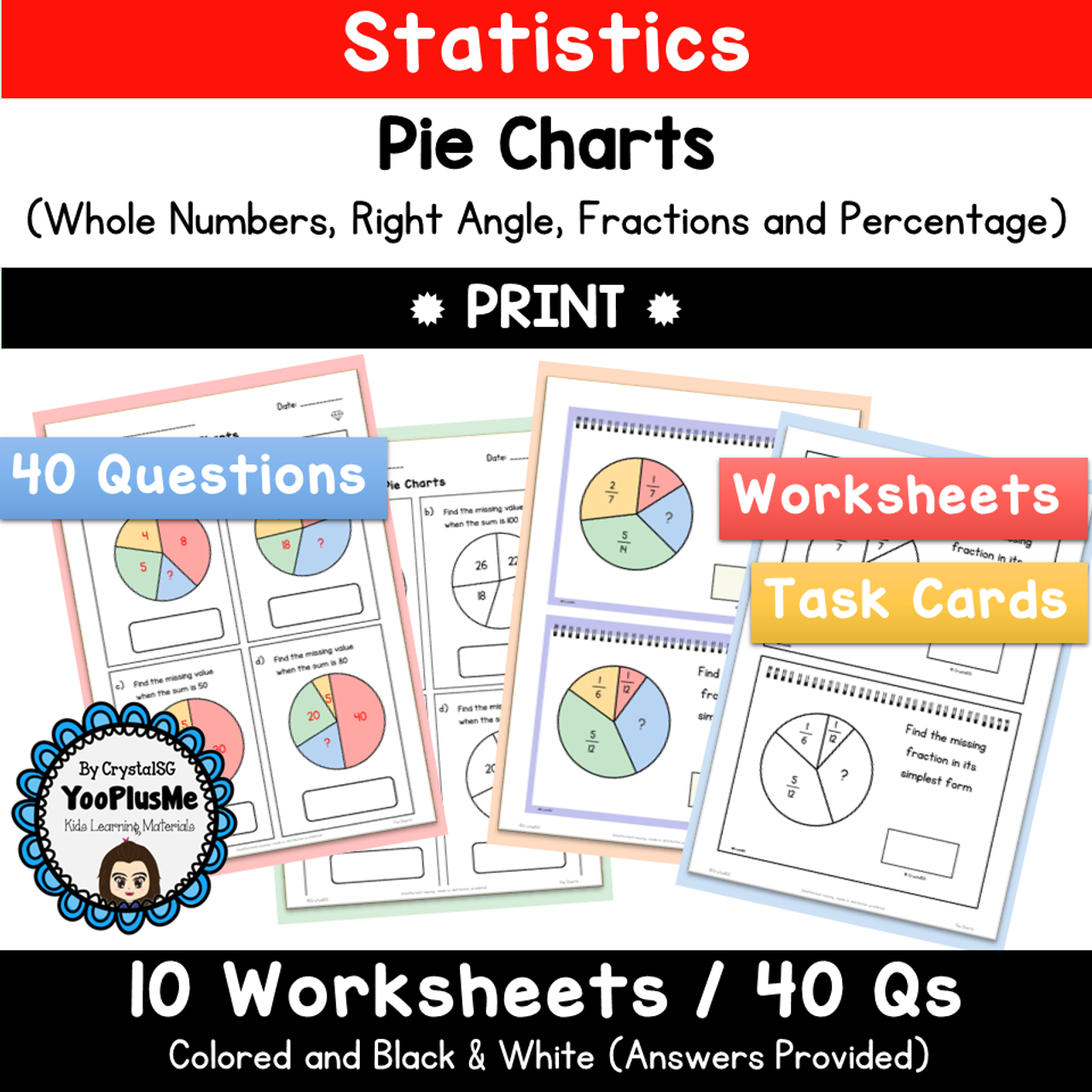 Primary Mathematics: Pie Charts Worksheets and Task Cards - Amped Up ...