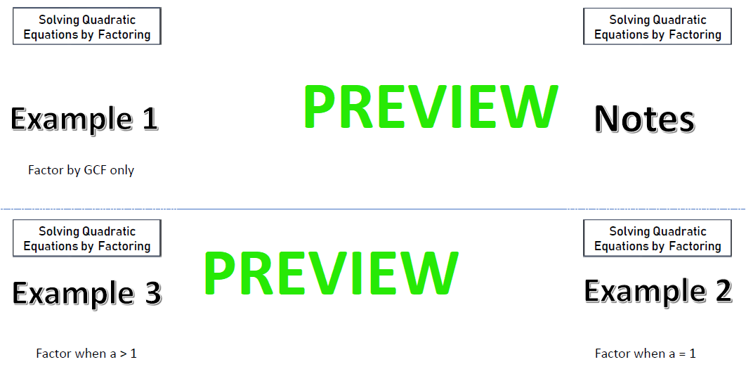 Solving Quadratic Equations by Factoring: Foldables - Interactive ...