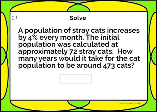 Exponential Growth and Decay Word Problems - Digital BOOM Cards ...