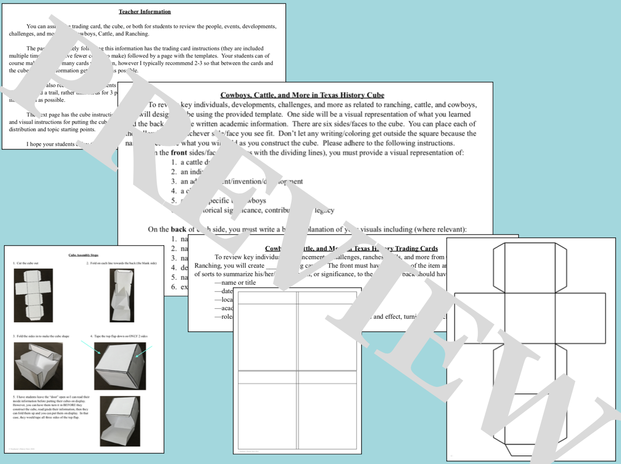 Texas Cowboys and Cattle Ranchers Mini Projects