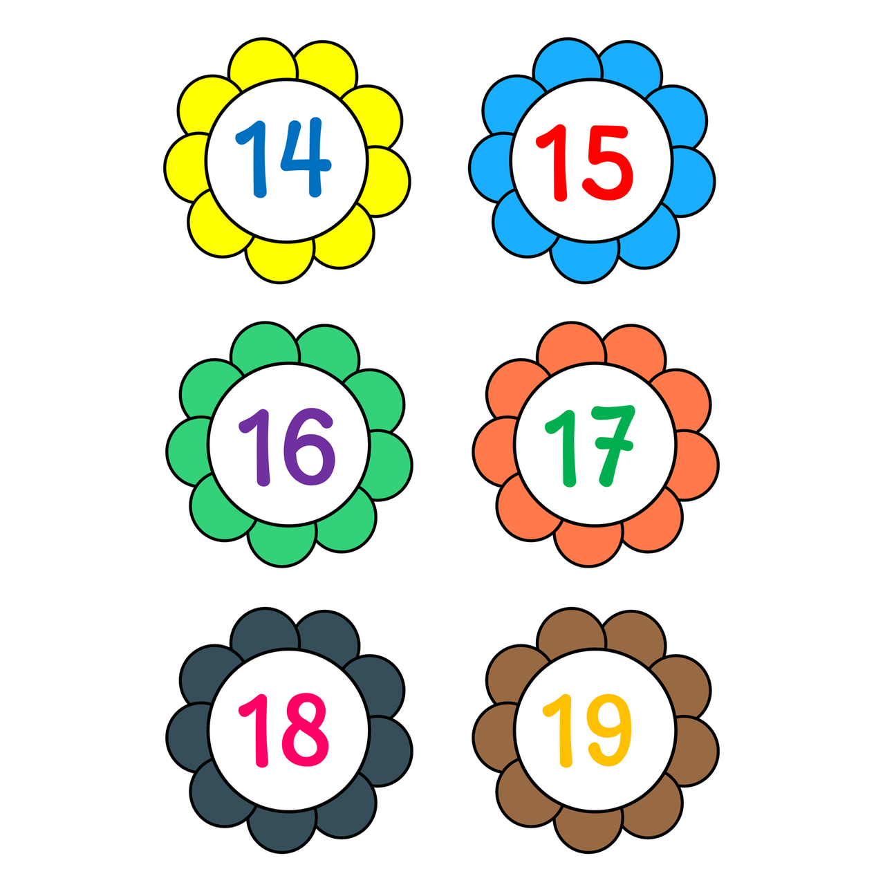 Printable Bright Number Labels 1 to 36, Editable Colorful Number Labels ...