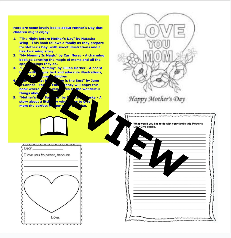 MOTHER'S DAY READING/WRITING/CRAFTS FOR YOUR CLASS