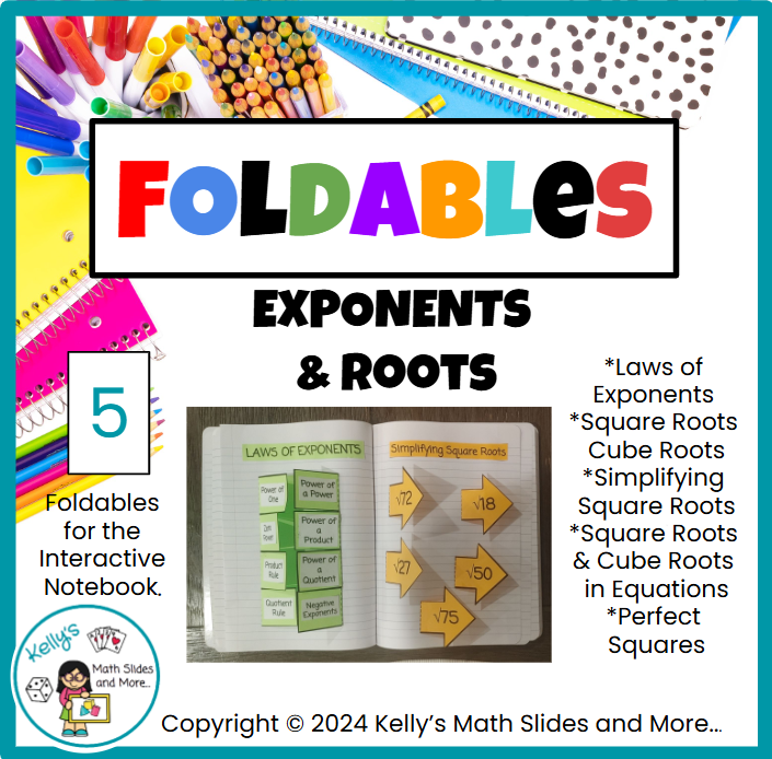 Exponents and Roots - 5 Foldables for the Interactive Notebook - Amped ...