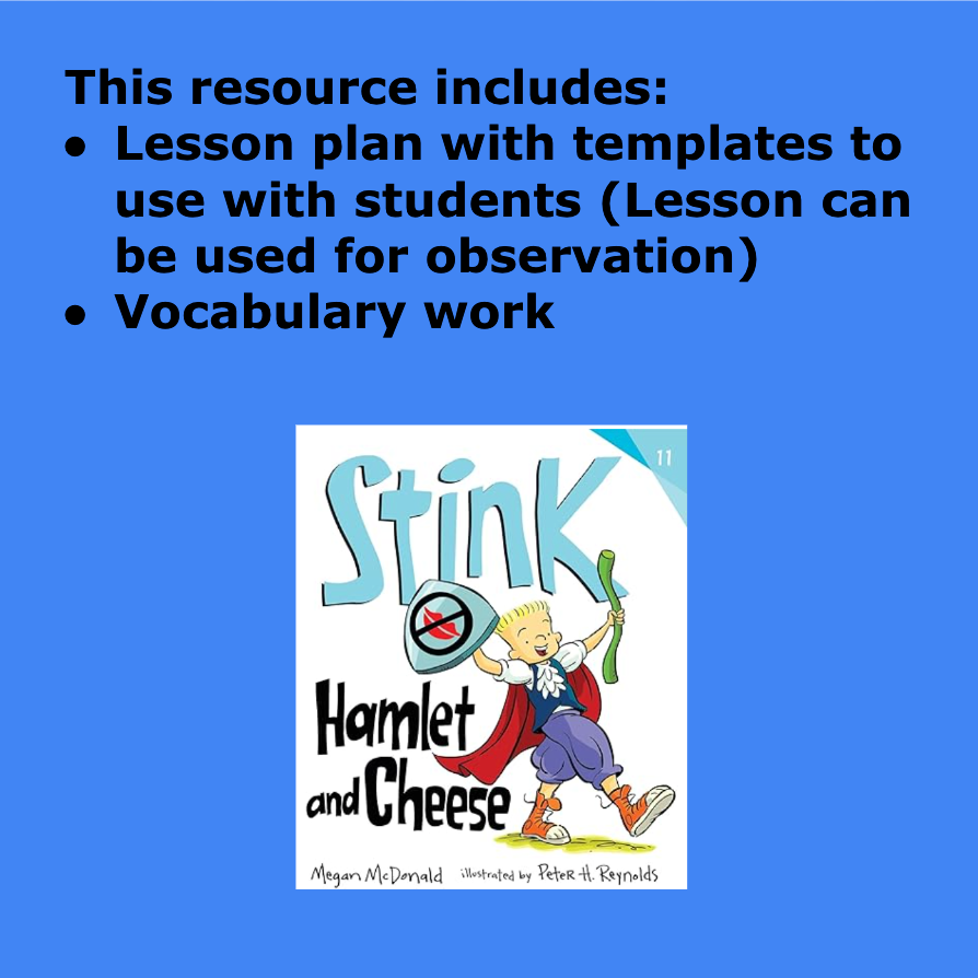 STINK HAMLET and CHEESE by Megan McDonald: LESSON PLAN & READING LESSONS