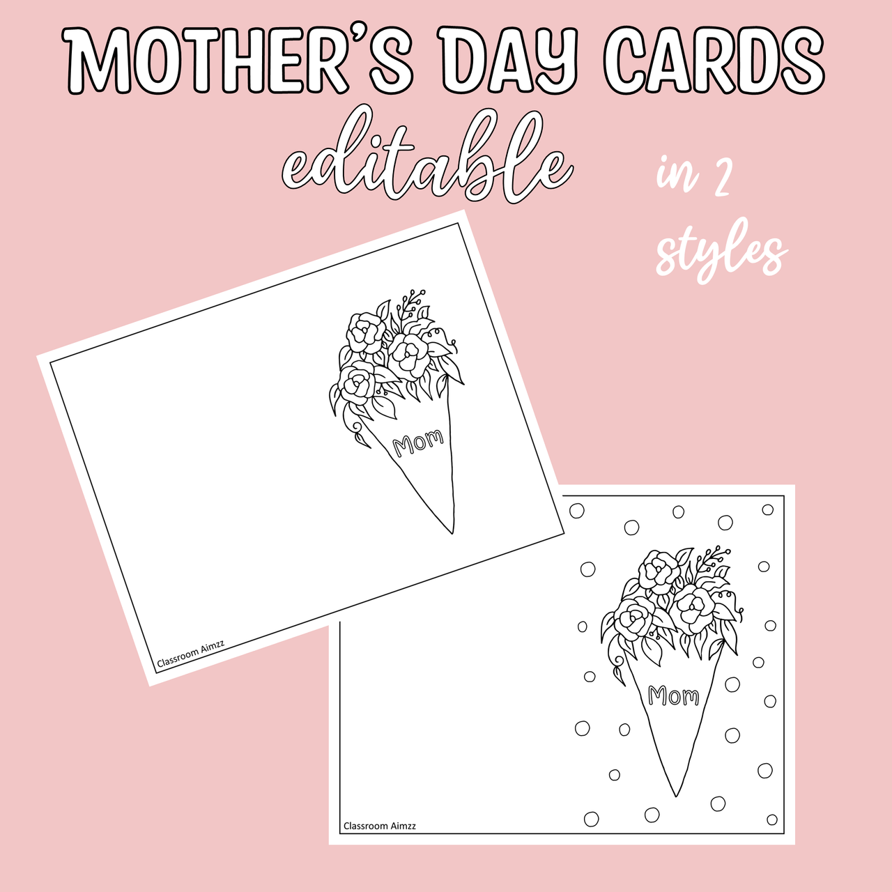 Mother's Day Cards, Mother's Day Activity, Editable Coloring Cards ...