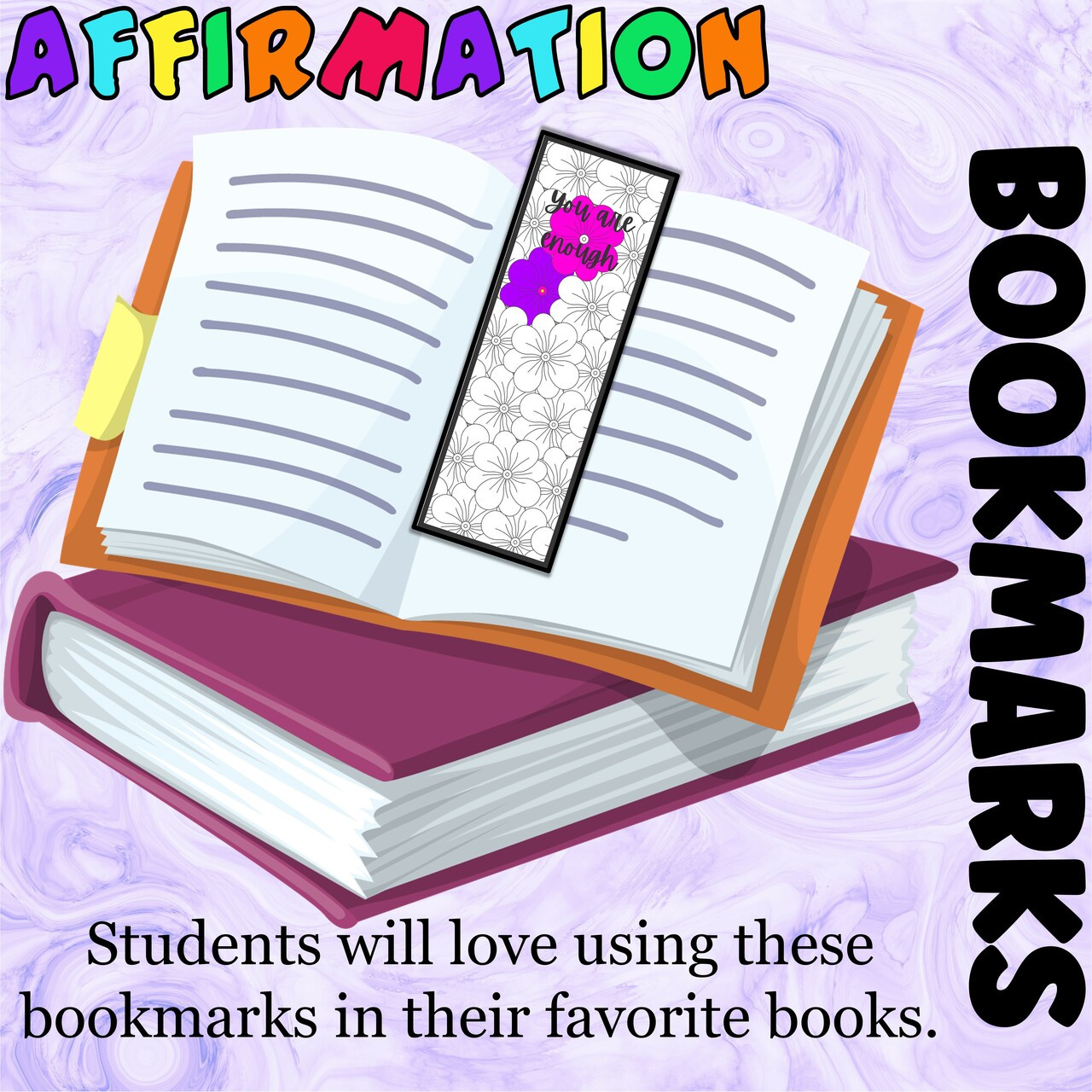 Affirmation Bookmarks to Color Self Love 8 Bookmark Coloring Pages