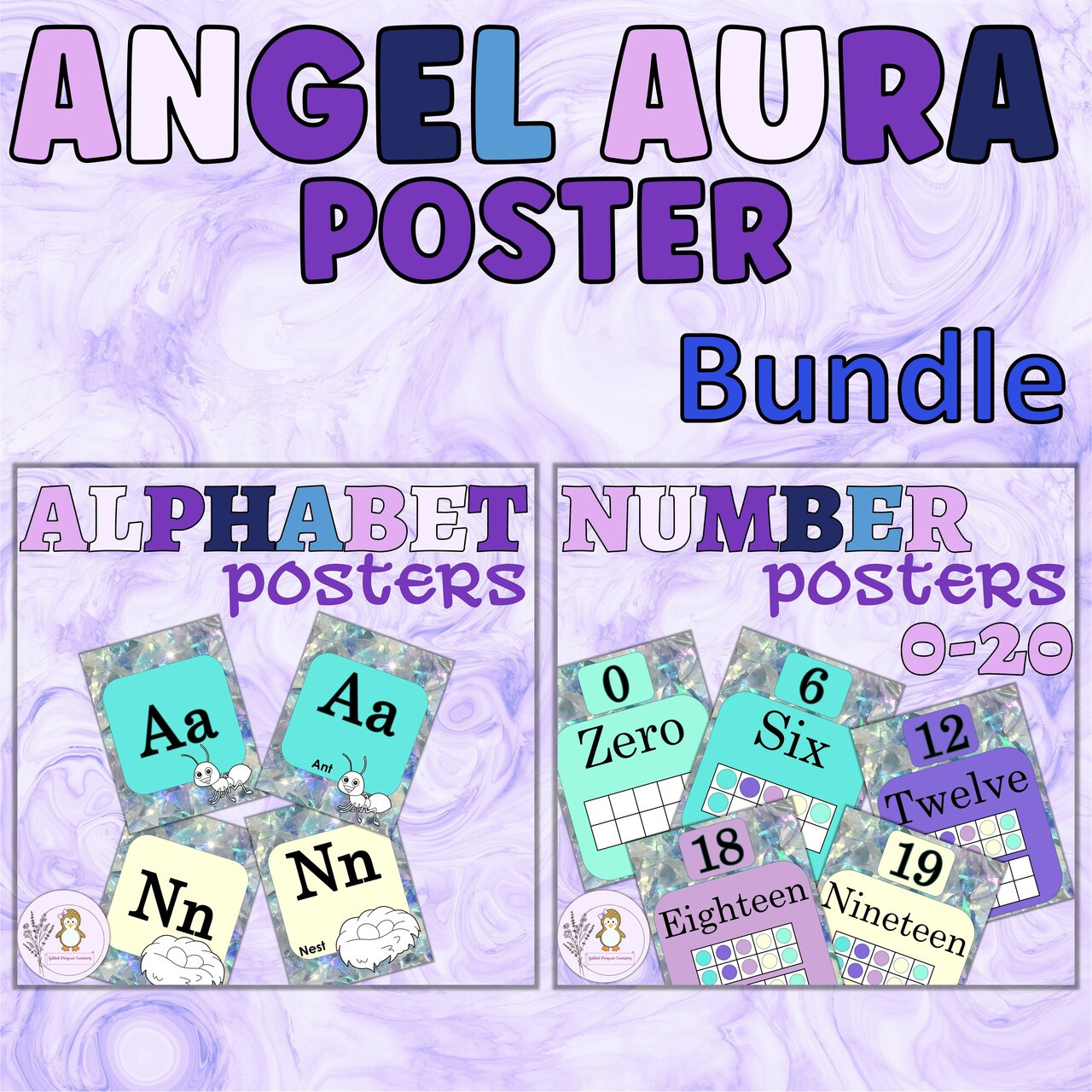 Angel Aura Poster Bundle Number and Alphabet Posters Early Elementary