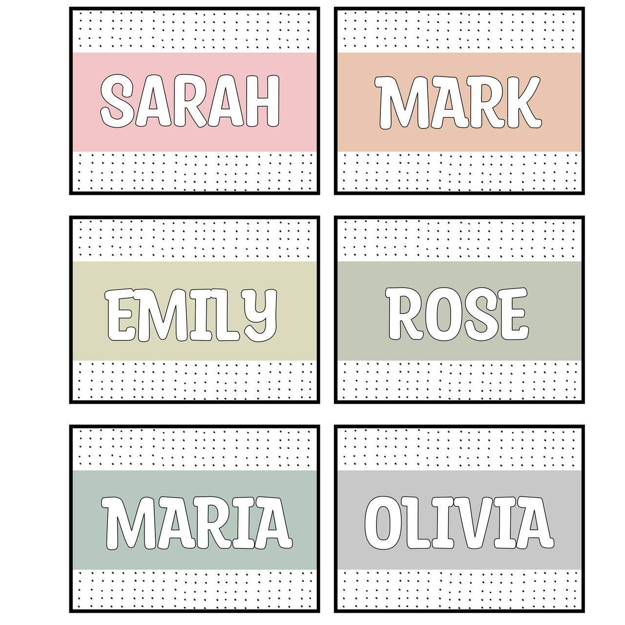 Free Printable Dotty Students Name Labels, Name Plates, Classroom ...