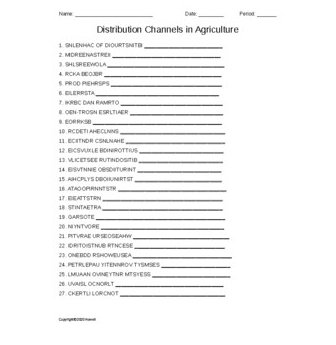 "Distribution Channels" Word Scramble for an Ag. Communications Course ...