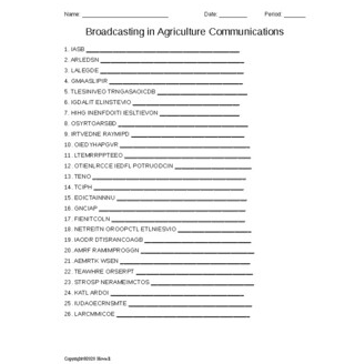 "Broadcasting" Word Scramble for an Ag. Communications Course - Amped ...