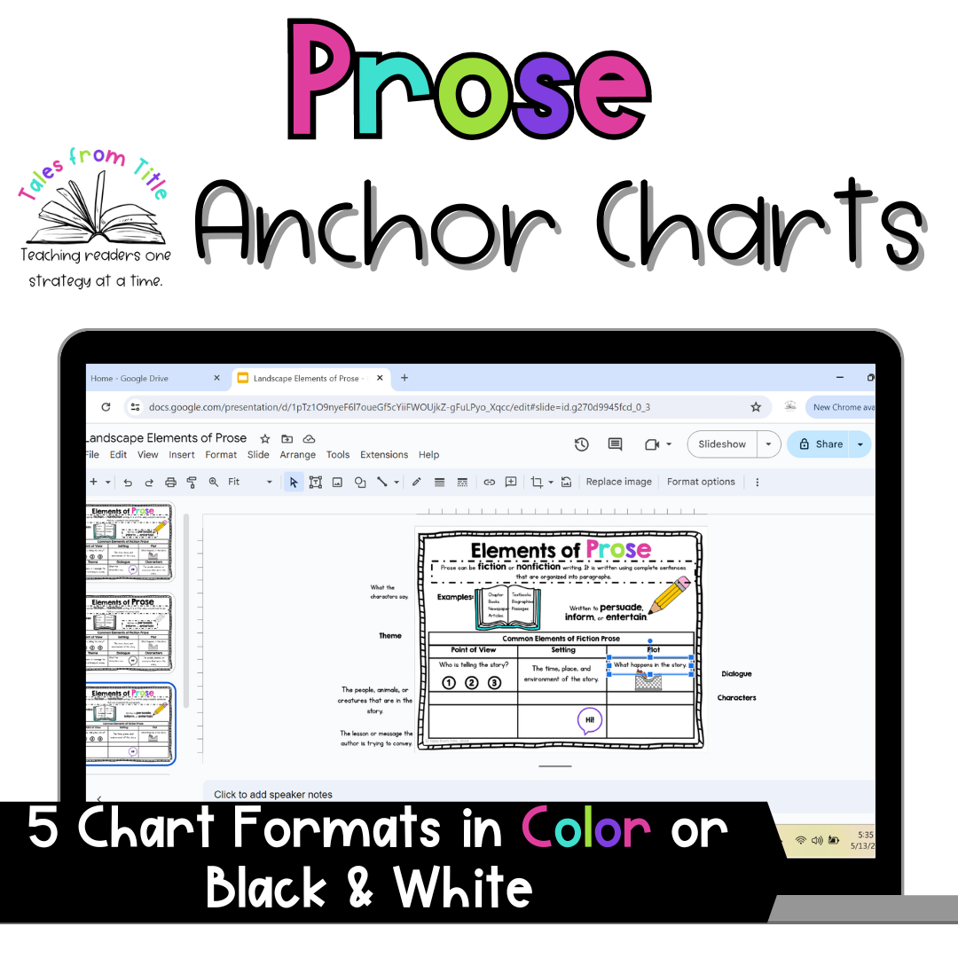 Elements of Prose Anchor Charts & Interactive Notebook Pages - Amped Up ...