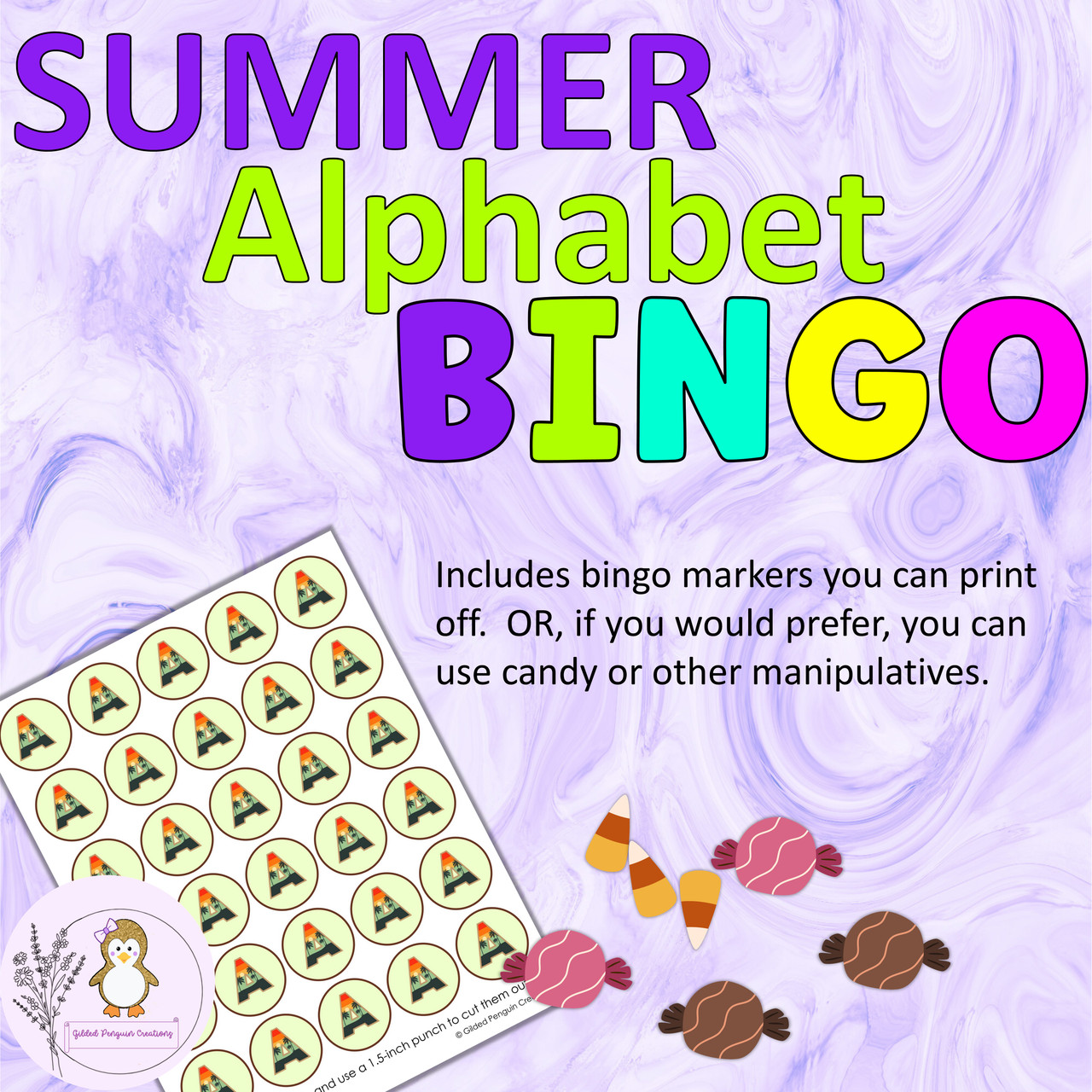 Summer Alphabet Bingo Cards Beach Alphabet Activity Game - 5x5
