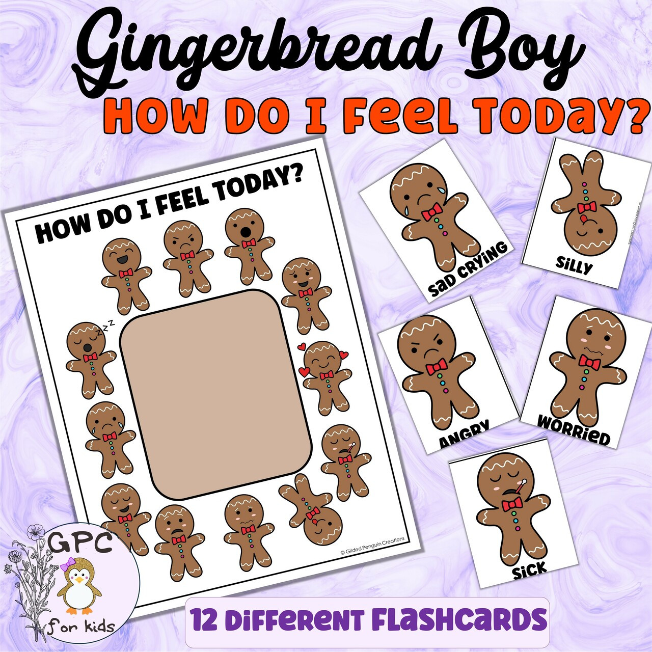 How Do I Feel Today Gingerbread BOY Poster and Flashcards Emotions Feelings