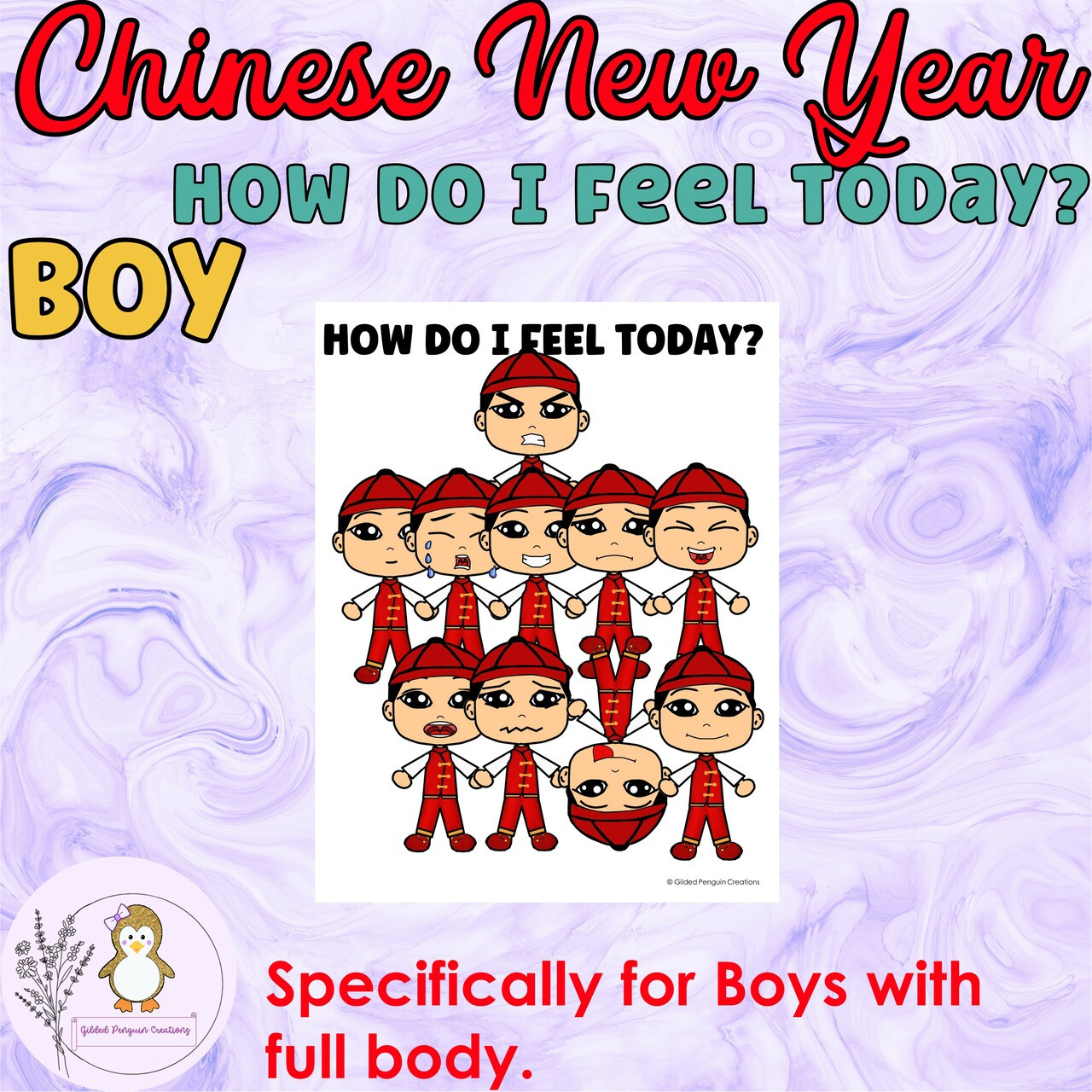 How Do I Feel Today Chinese New Year BOY Poster and Flashcards Emotions ...