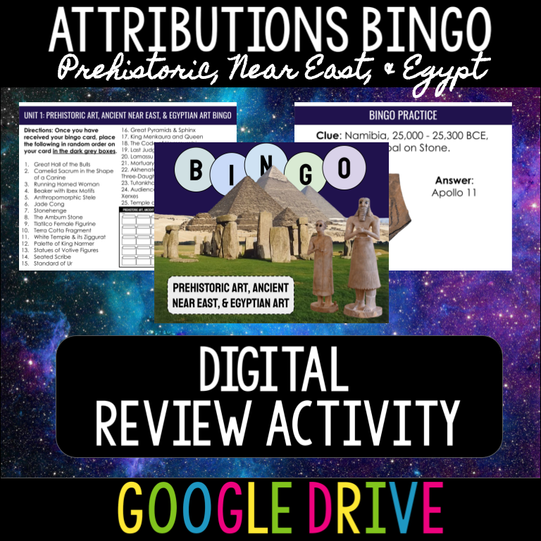 Prehistoric Art, Ancient Near East & Egypt Attributions Bingo - AP Art ...