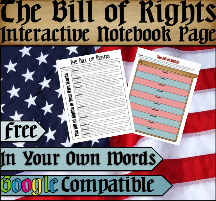 Bill of Rights Interactive Notebook Page - FREE - Amped Up Learning