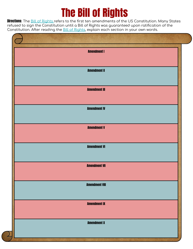 Bill of Rights Interactive Notebook Page - FREE - Amped Up Learning