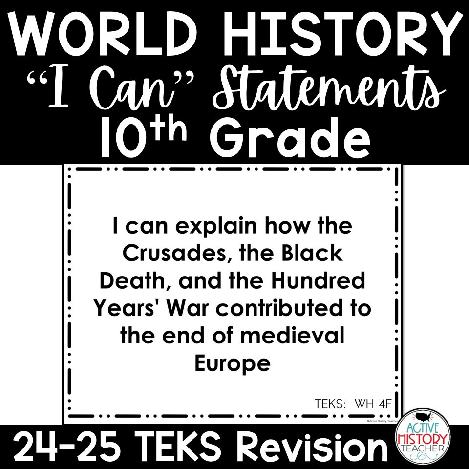 World History I Can Statements 10th Grade 24-25 TEKS Revision Back to ...
