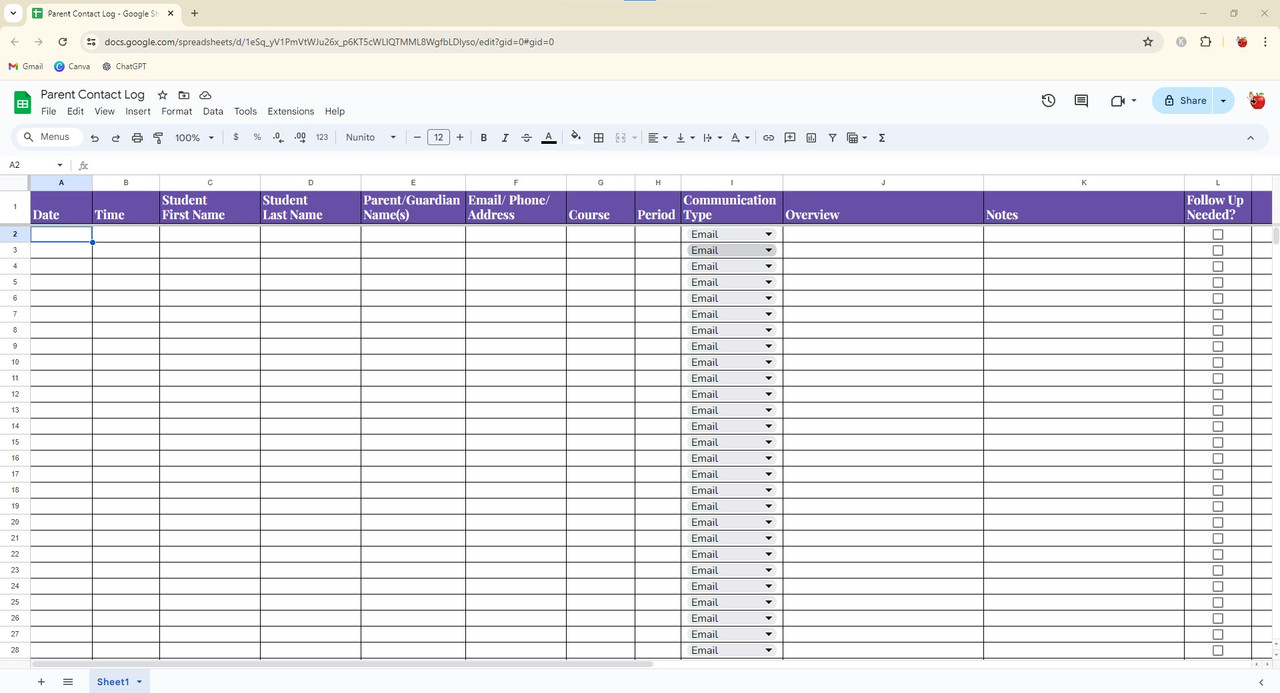 Digital Parent Contact and Communication Log - Amped Up Learning