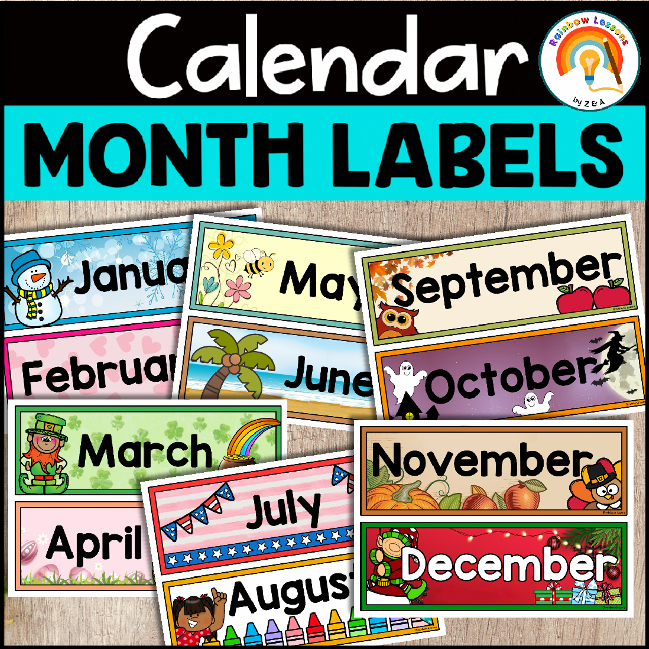 Month Labels | Calendar Months of the Year Labels | Calendar Headers