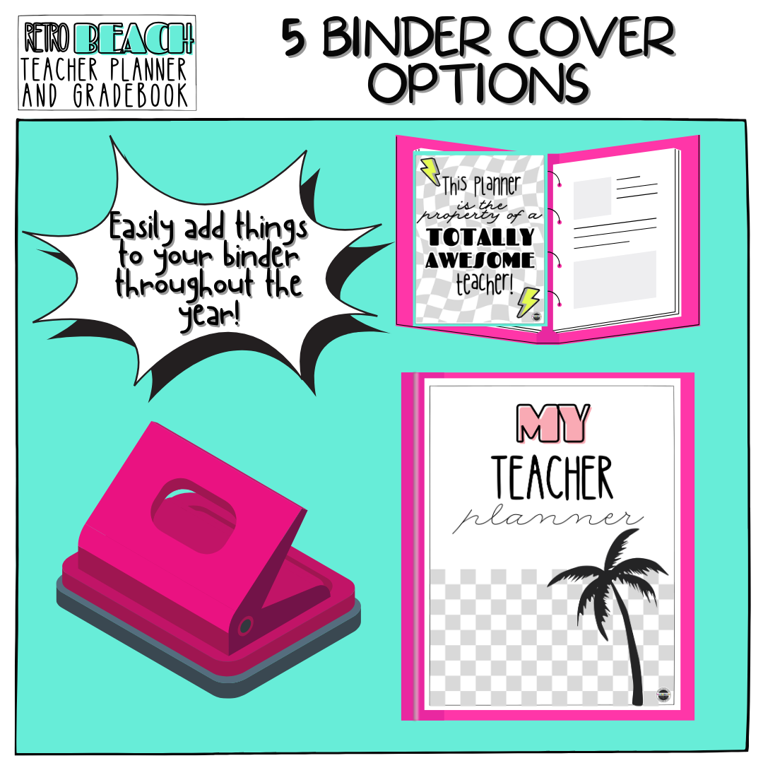 Retro Beach | Teacher Planner and Gradebook | Print & Go