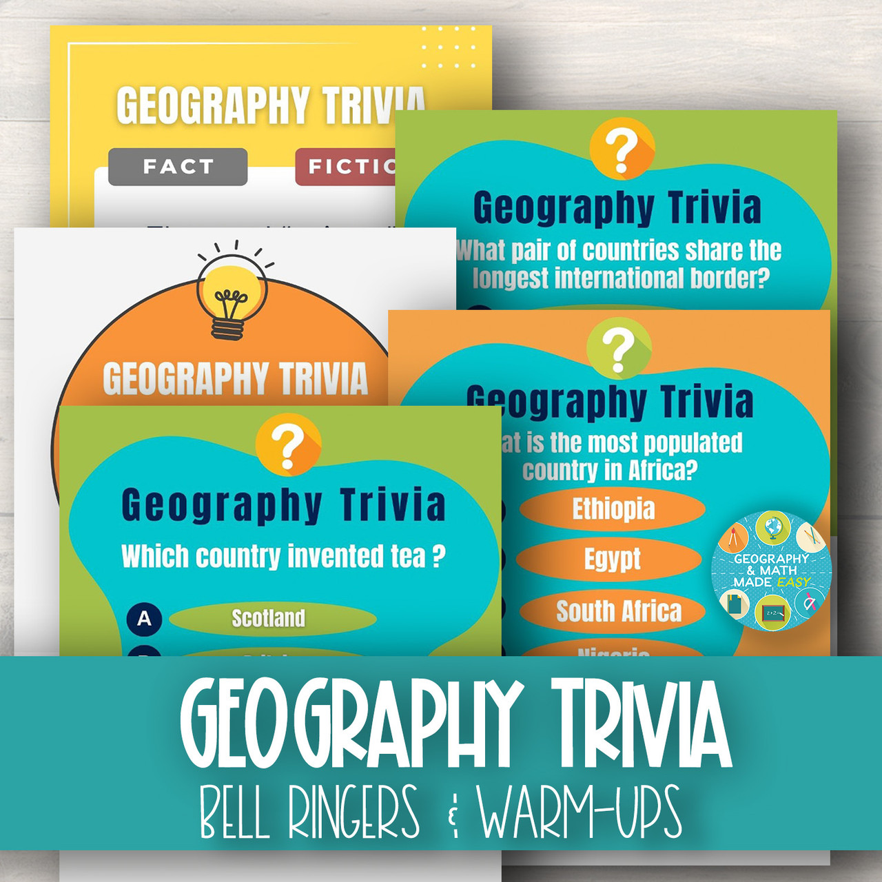 Geography Triva Bell Ringers Bundle — Second Semester — 93 Question ...