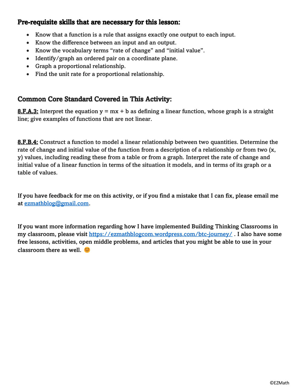 Writing Linear Functions From Graphs Thin Slicing Lesson - Grade 8