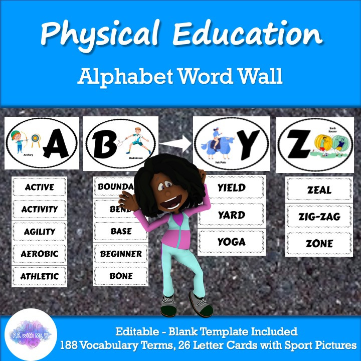 Physical Education Alphabet Word Wall - PE and Health Vocabulary ...