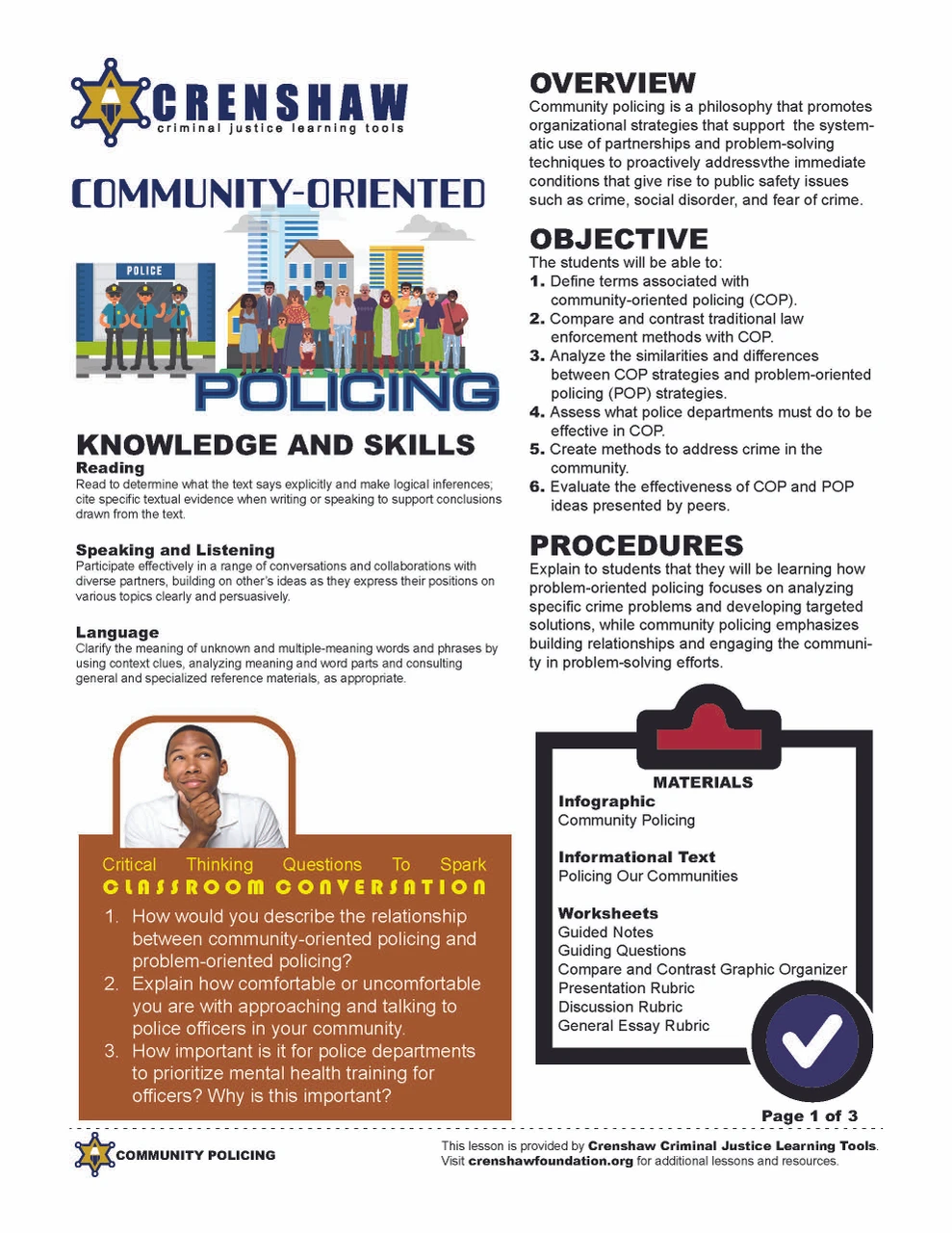 Lesson Bundle COMMUNITY POLICING