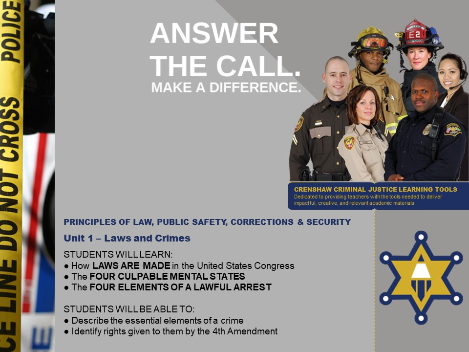 Lesson Bundle PRINCIPLES OF LAW, PUBLIC SAFETY, CORRECTIONS & SECURITY