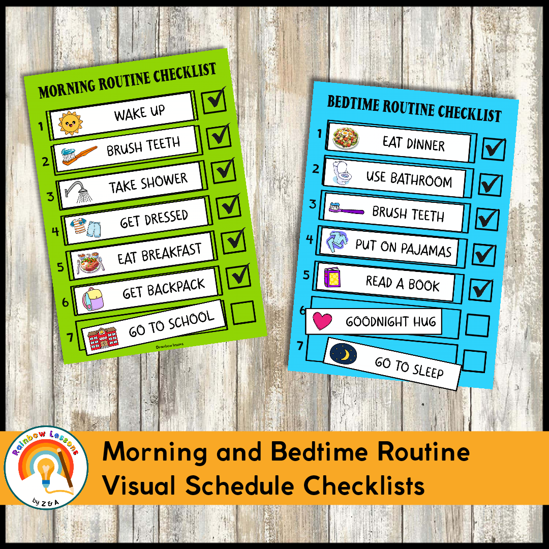 Morning Routine Checklist | Bedtime Routine Visual Schedule | Home Routines