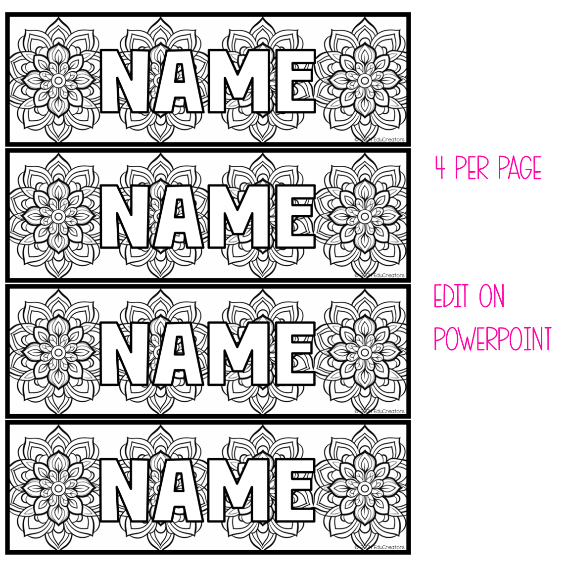 Editable Mandala Bookmarks