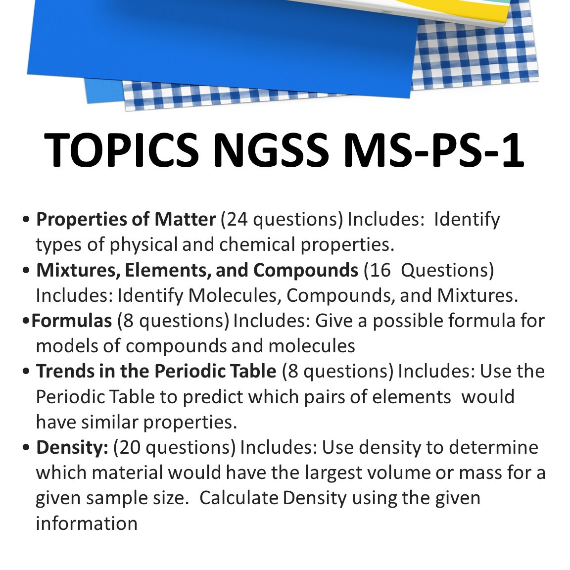 Properties of Matter Task Cards NGSS Physical Science Review 76 ...