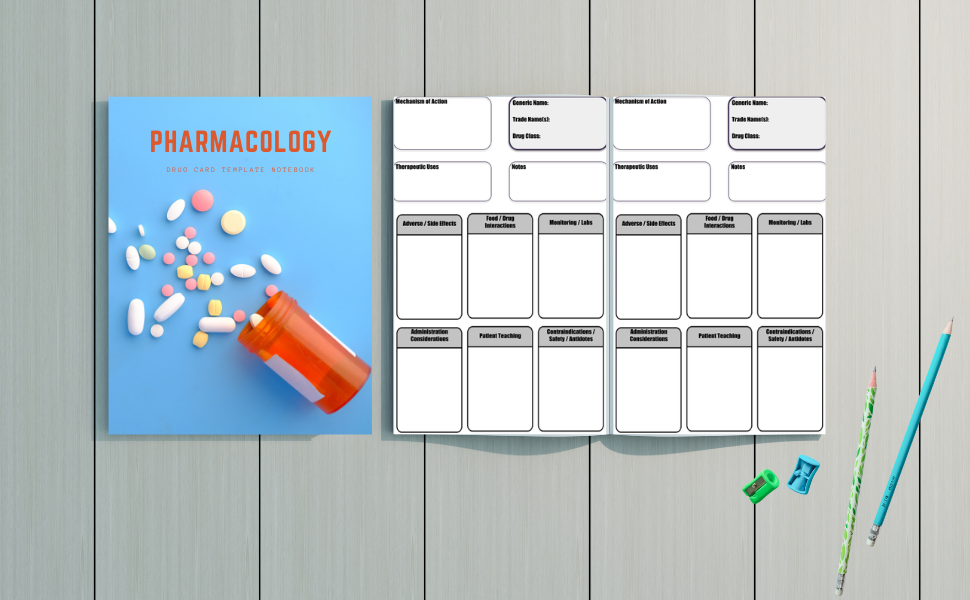 Pharmacology Drug Card Template Printable Notebook - Amped Up Learning