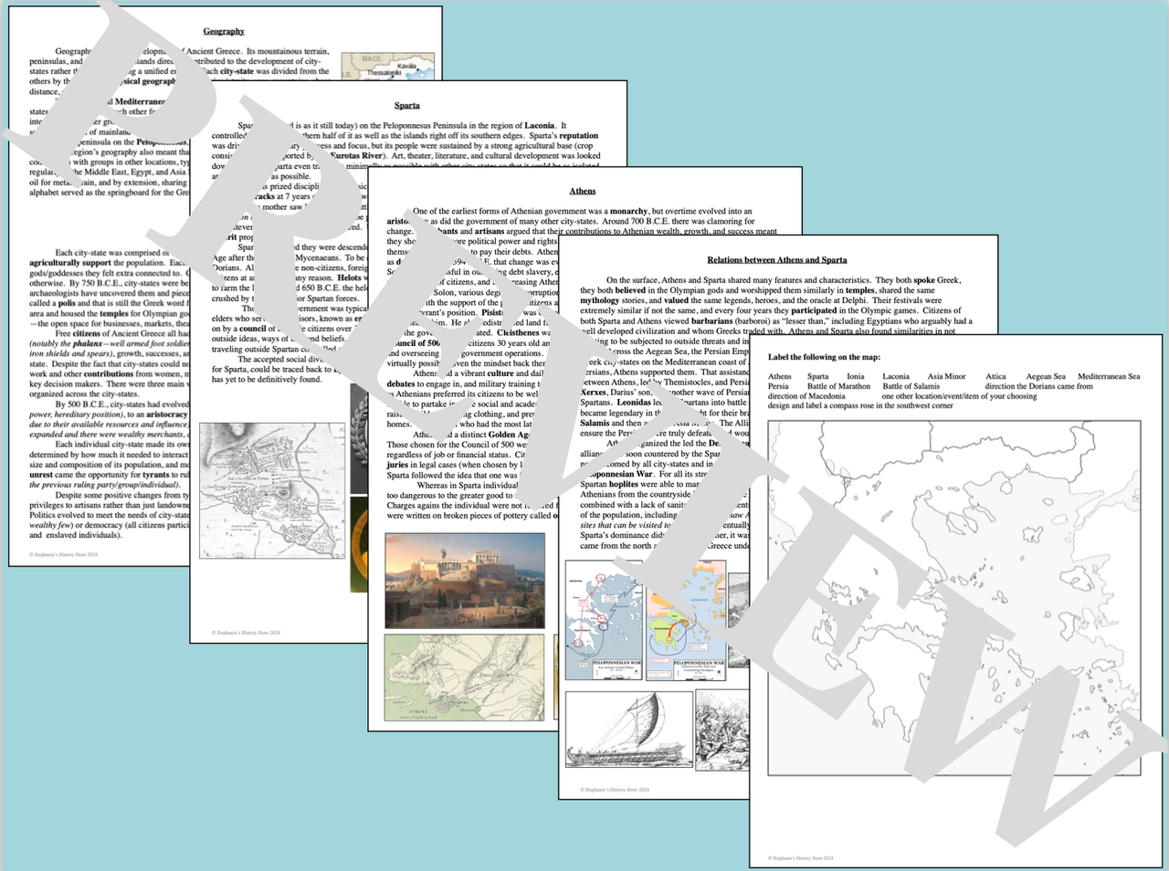 Ancient Athens and Sparta Stations Map and Activities