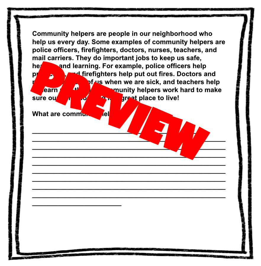COMMUNITY HELPERS: READING PASSAGES & ACTIVITIES: 2ND/3RRRD GRADE