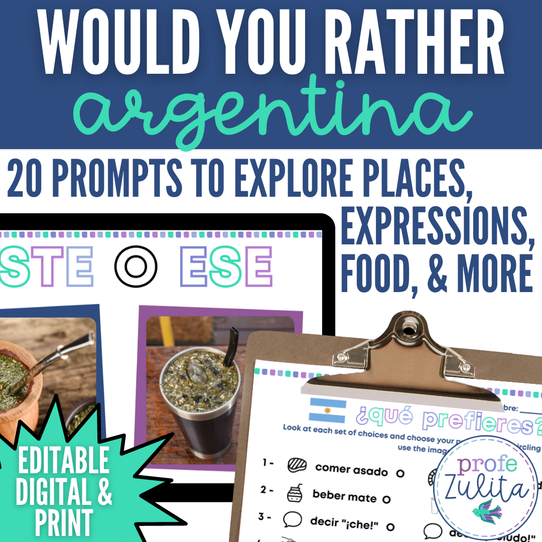Spanish This or That Argentina Culture Would You Rather Game